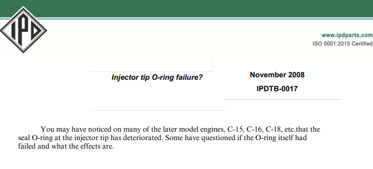 Injector Tip O-ring Failure? | IPD