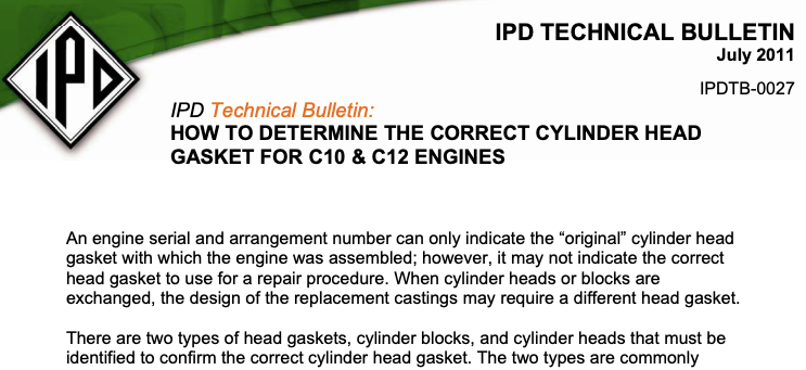 How To Determine The Correct Cylinder Head Gasket For C10 & C12 Engines ...