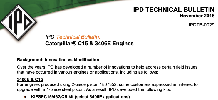 IPD Parts Caterpillar® C15 & 3406E Engines | IPD