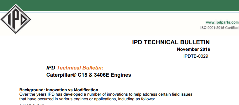 IPD Parts Caterpillar® C15 & 3406E Engines | IPD